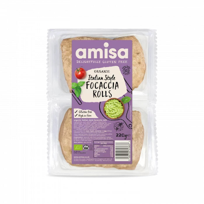 Amisa Organic Gluten Free Italian Style Focaccia Rolls | Amisa